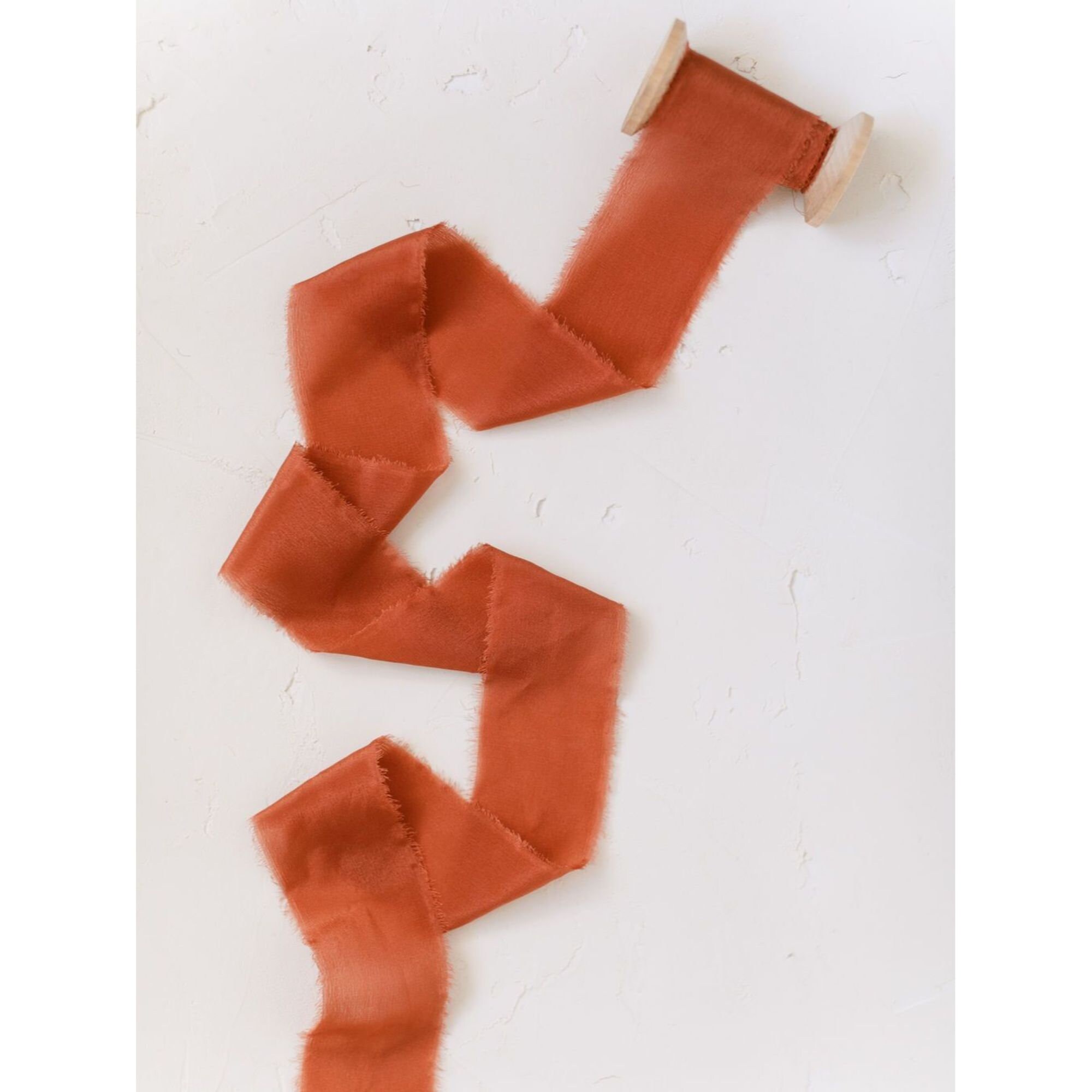 Burnt Orange Silk Ribbon 100% Silk, Hand Ripped Burnt Orange, Rust ...