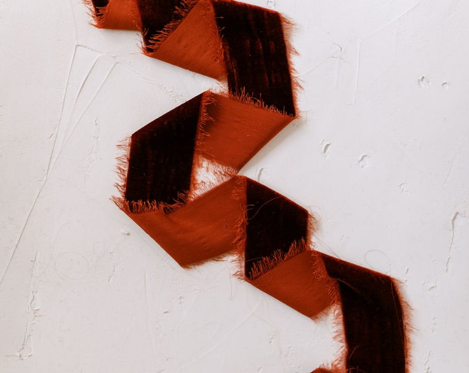 Chestnut Silk Velvet Ribbon - Hand Dyed Silk Velvet Ribbon, Bouquet ...