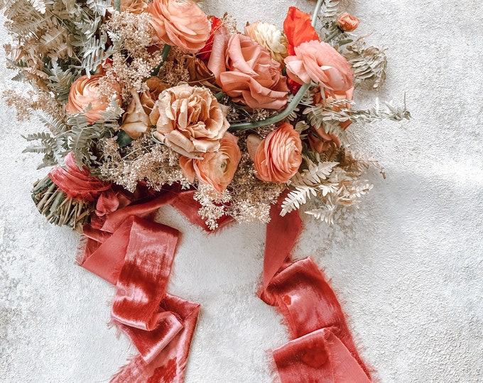 Chestnut Silk Velvet Ribbon - Hand Dyed Silk Velvet Ribbon, Bouquet ...