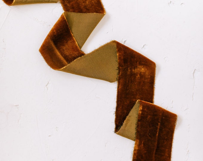 Chestnut Silk Velvet Ribbon - Hand Dyed Silk Velvet Ribbon, Bouquet ...