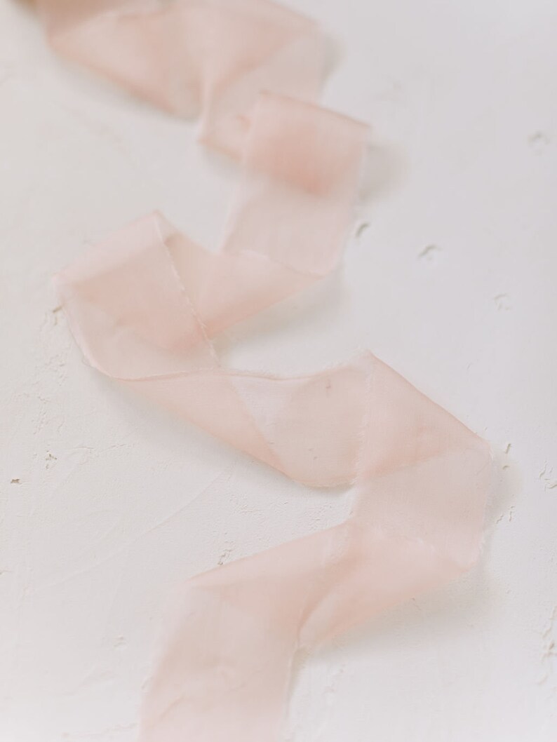 Blush Pink Sheer Ribbon, Blush Silk Ribbon, Blush Gossamer Ribbon ...