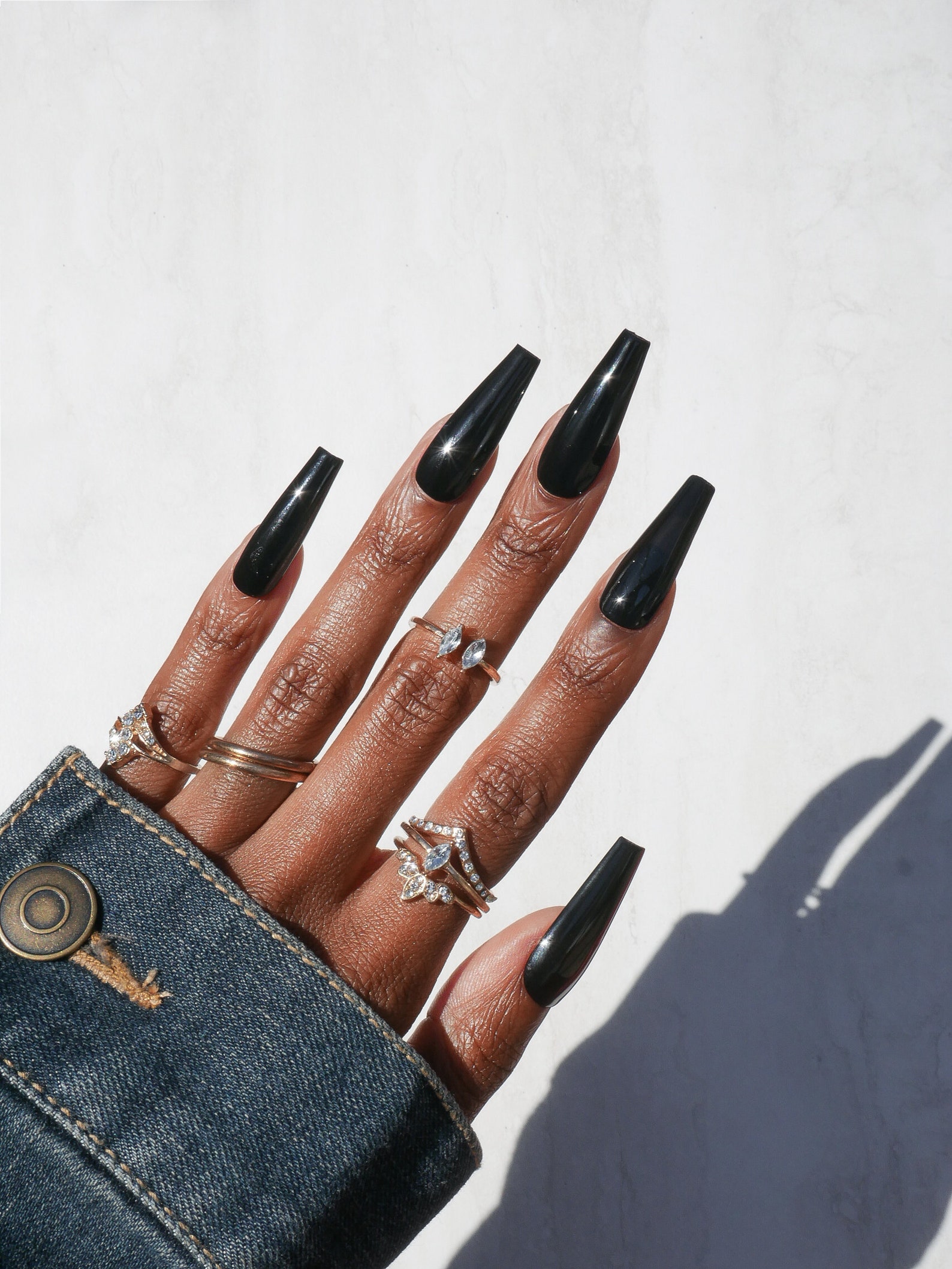 Midnight Solid Color Basic Black Set Press on Faux Nails - Etsy