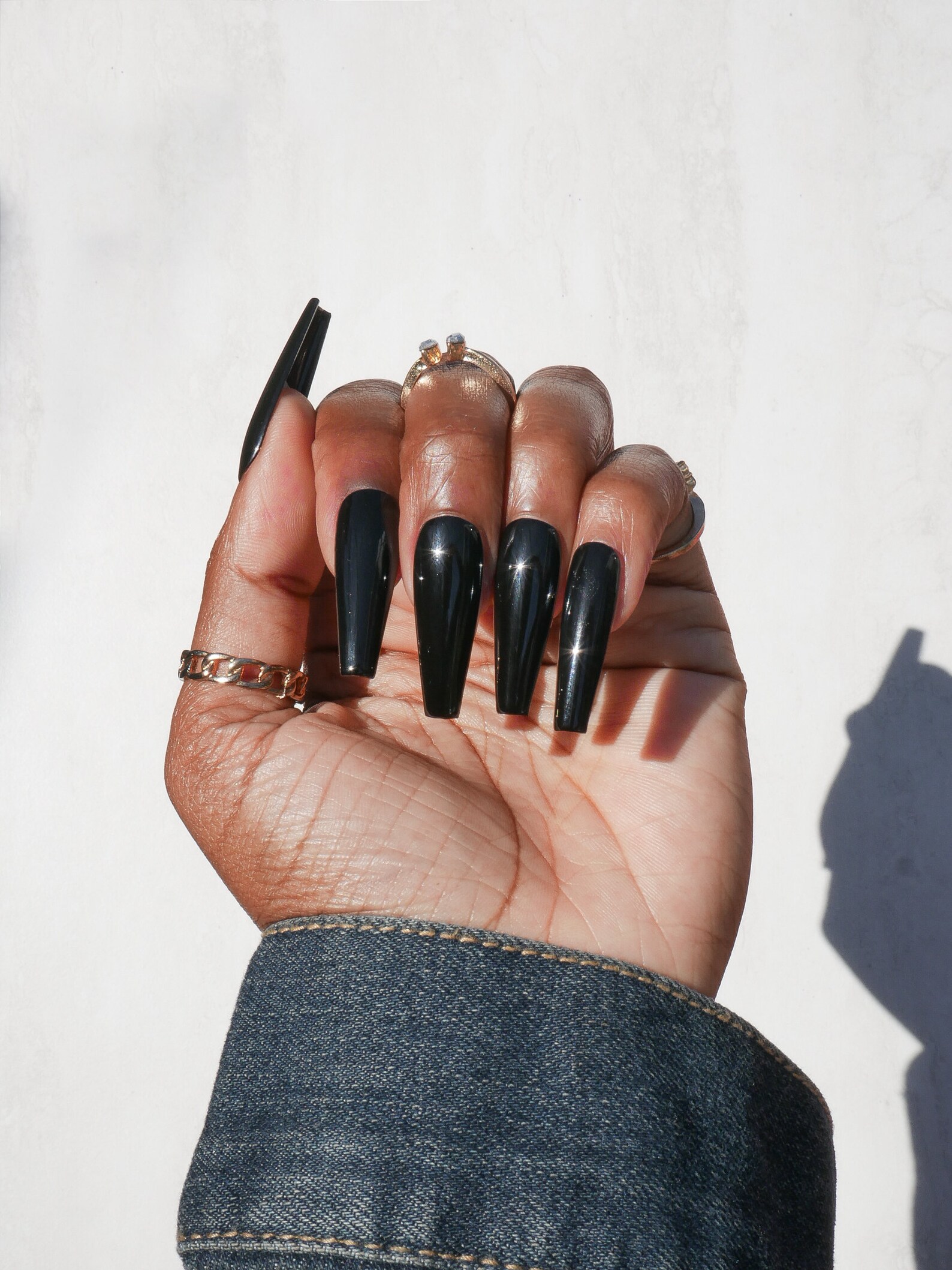 Midnight Solid Color Basic Black Set Press on Faux Nails - Etsy