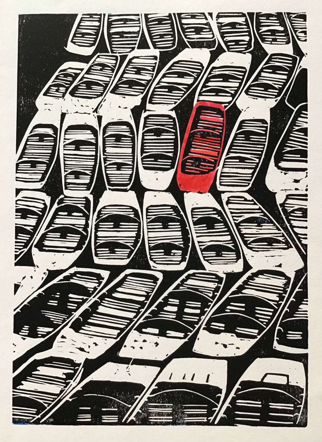 Punts Moored Up, Semi-abstract Artwork, With Burnt Orange Punt ...