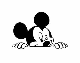 Mickey Peeking Car Decal - Etsy