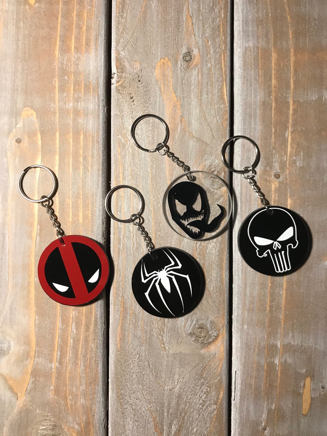 Vinyl Designed Acrylic Keychains | Deadpool | Black Spider-man | Venom ...