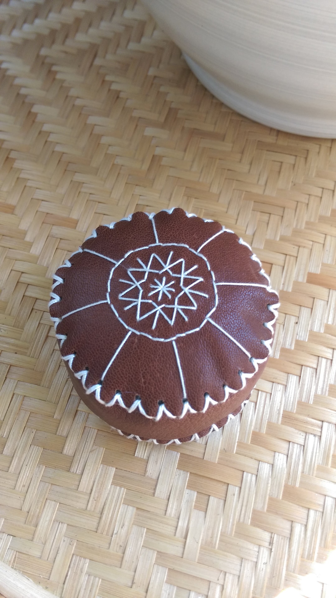 1:6 Scale Ottoman, Moroccan Leather Pouf, Doll House Ottoman, Fashion ...