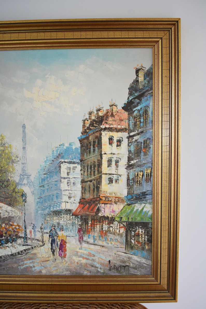Vintage Parisian Street Scene Oil Painting Signed by Caroline C ...