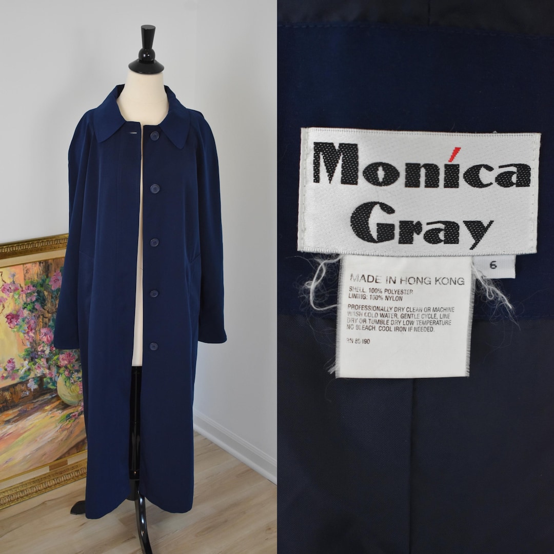 Vintage S/M Navy Blue Trench Coat by Monica Gray - Etsy