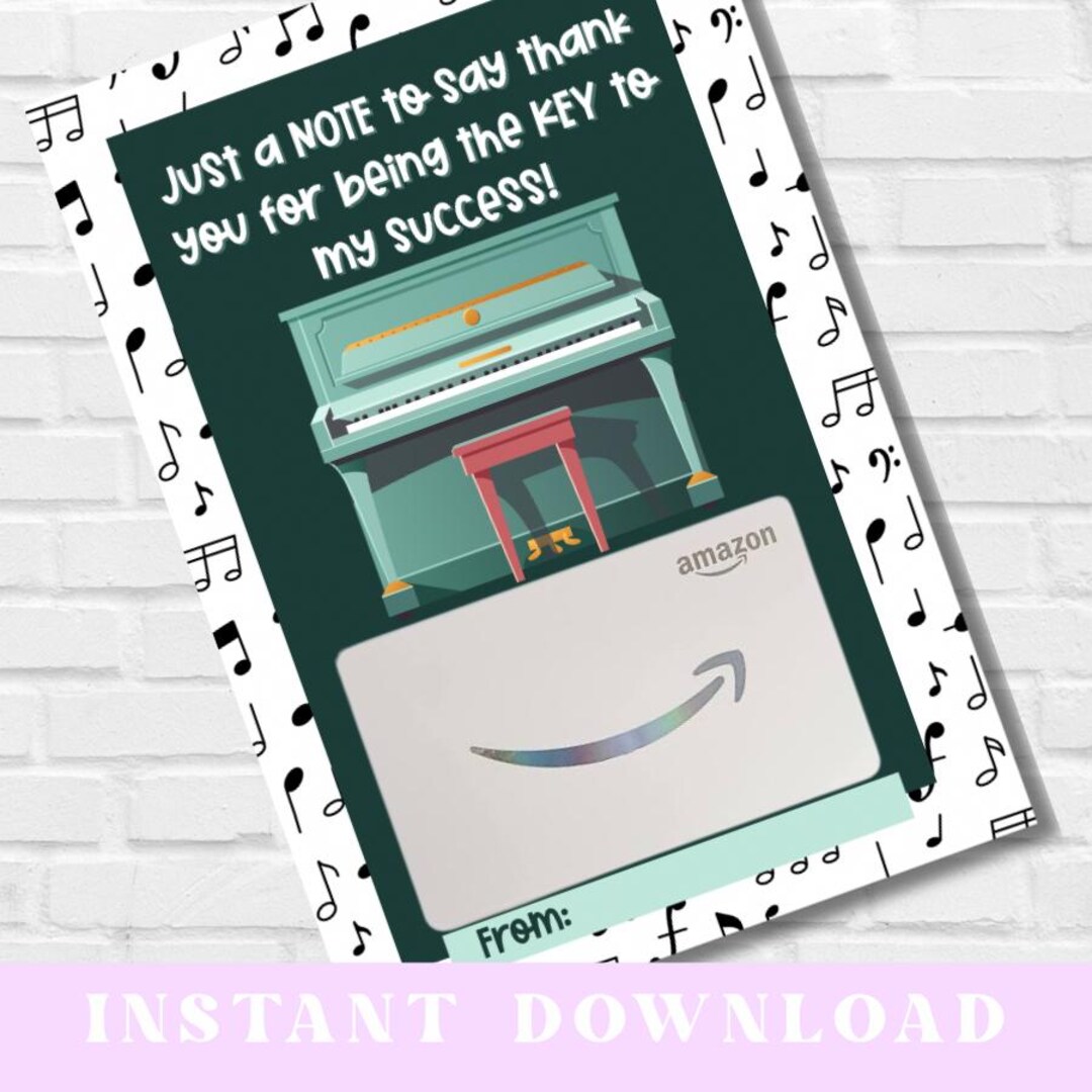 Piano Teacher Gift Card Holder | Key to My Success Music Teacher ...