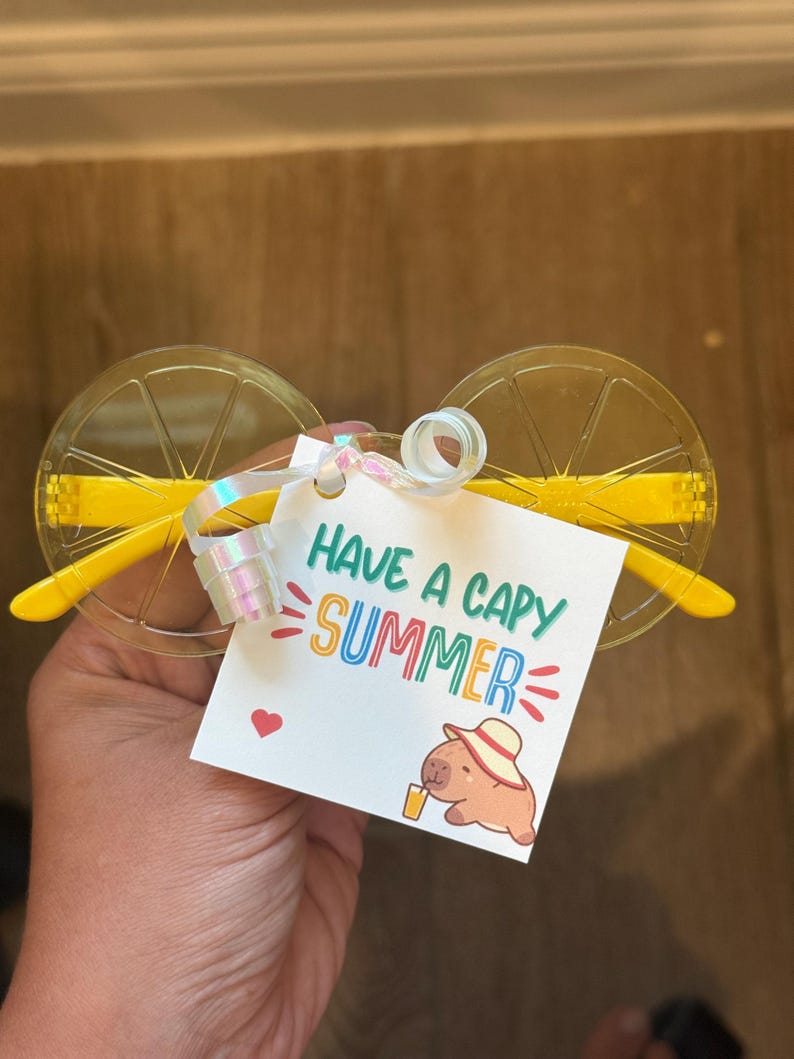 Capybara Summer Gift Tags: Printable End-of-year Favor Tags (PDF ...