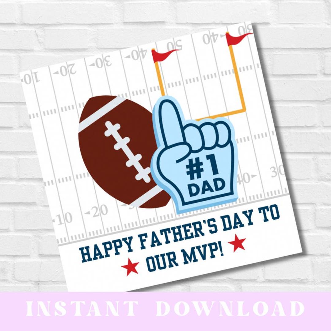 Football Father’s Day Gift Tags – “#1 Dad” Sports Tag – Printable 3 ...