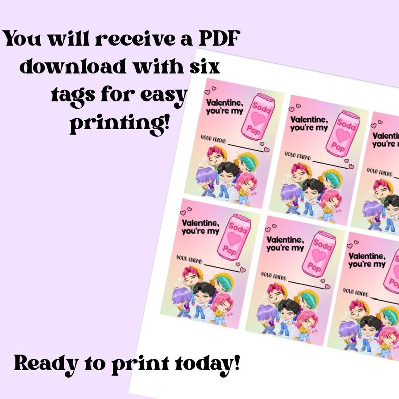 Valentine Soda Pop Card Printable, Cute Valentine Cards, Instant ...