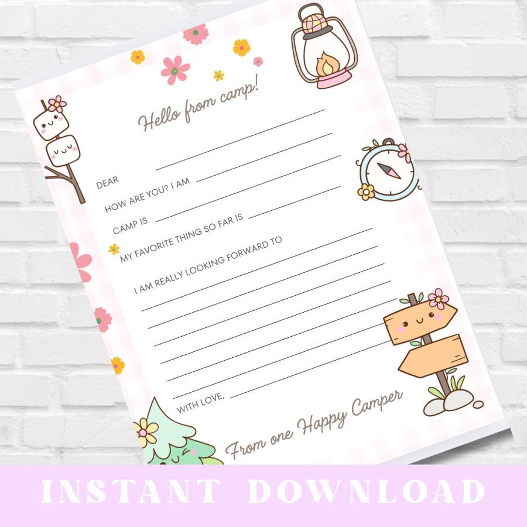 Hello From Camp Letter - Printable Fill-in-the-blank Camp Stationery ...
