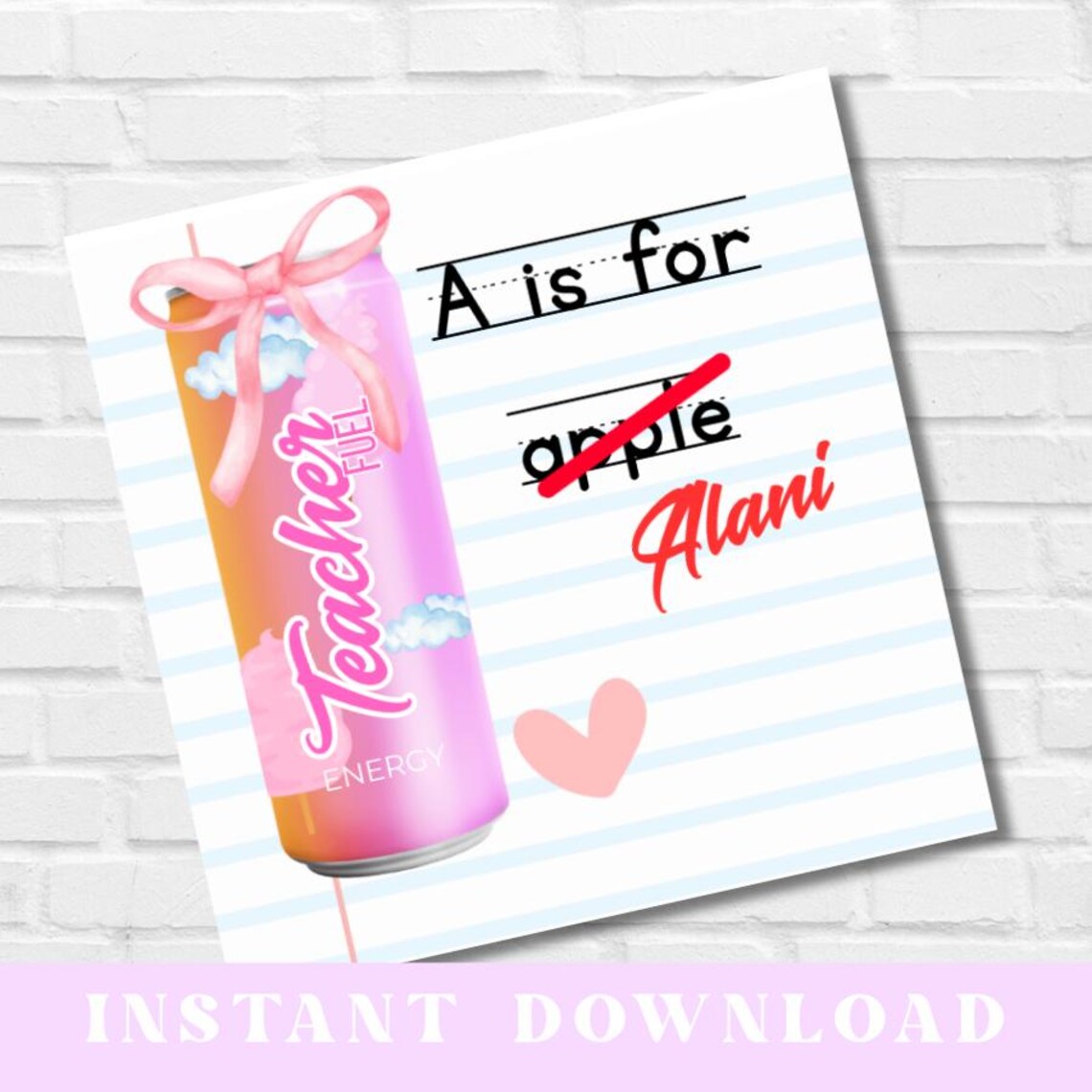 Teacher Fuel Gift Tags: Alani Energy Drink, Back to School (PDF ...