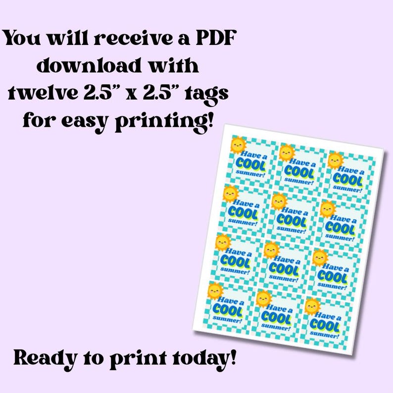 End of School Gift Tag Printable, Have a Cool Summer, Printable for ...