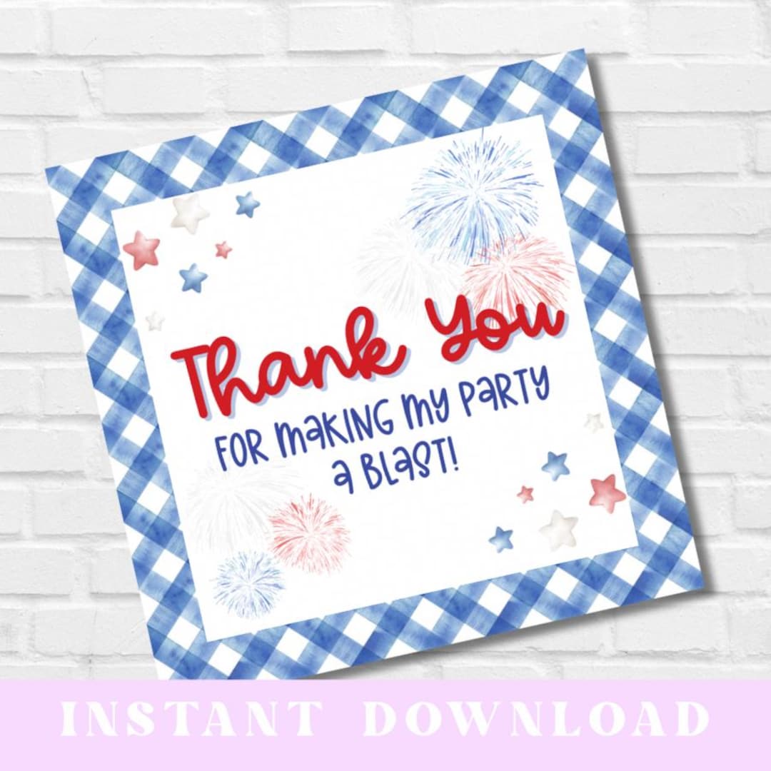 Fourth of July Thank You Tags – Printable Favor Tags for Kids Party ...