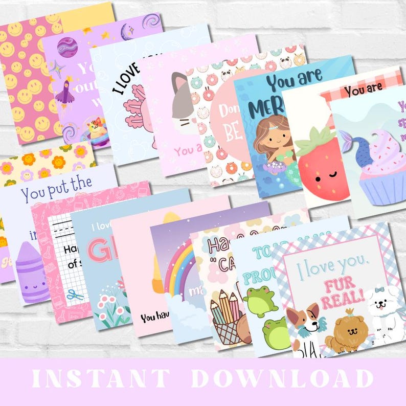 30 Lunch Notes for Girls – Printable - Cute Animal & Food Puns ...