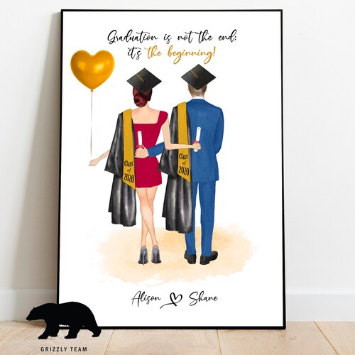 Personalised Couples Graduation Print Graduation Gift for | Etsy