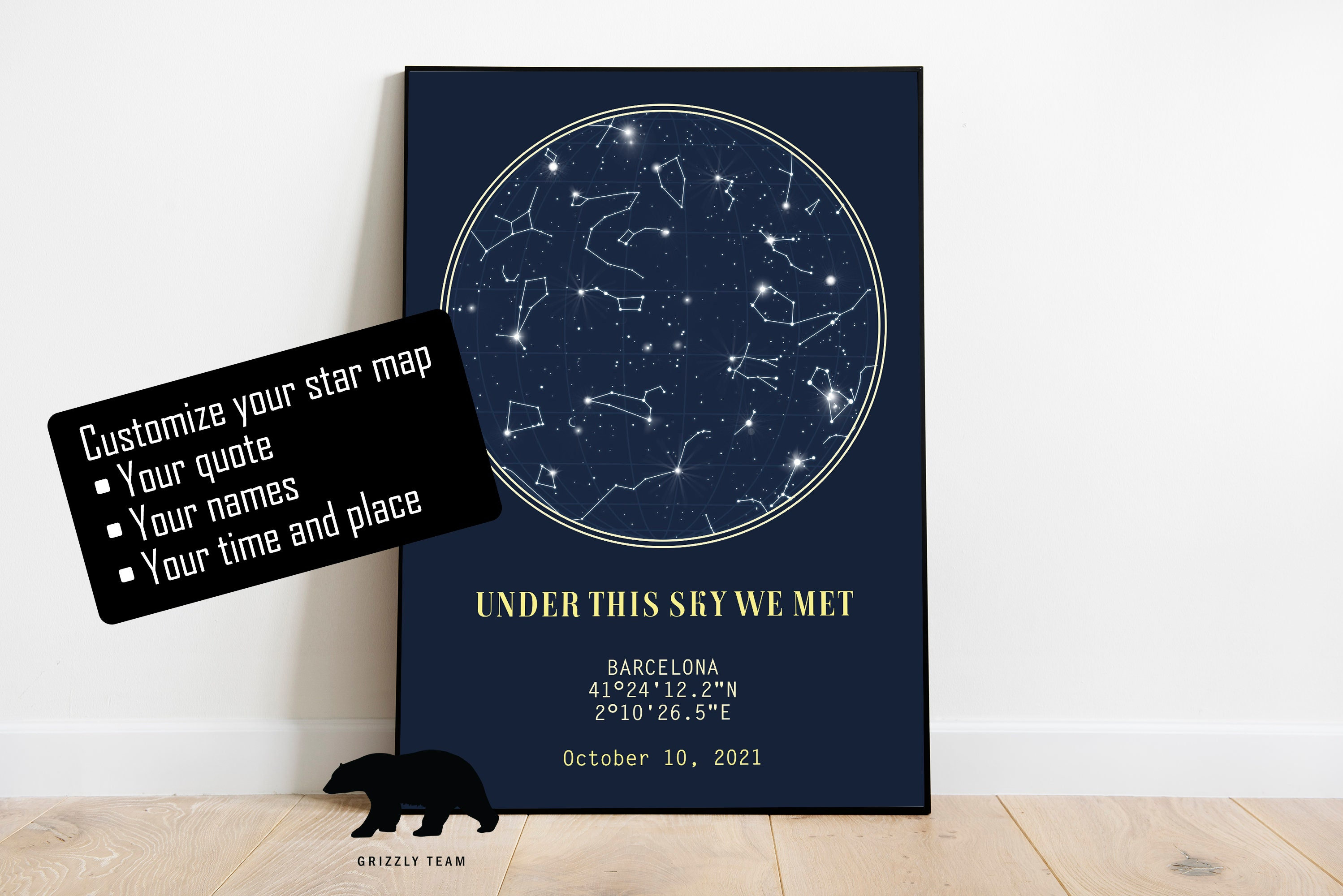 Custom Star Map Custom Star Map Poster Night Sky Print - Etsy
