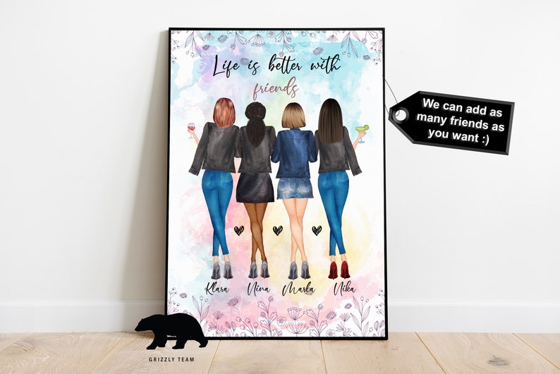 Four Friends Together Gift for Your Friends Spring Gift - Etsy UK
