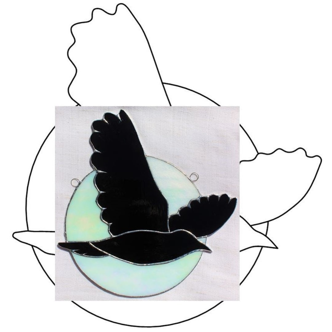 Pattern — Stained Glass Crow and Moon Digital Download - Etsy
