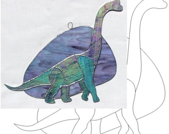 Dinosaur Pattern Stained Glass | DIGITAL DOWNLOAD | Brachiosaurus ...