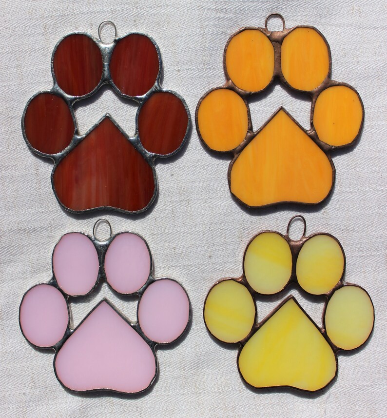Small Stained-glass Paw Print With Heart Shape Multiple - Etsy