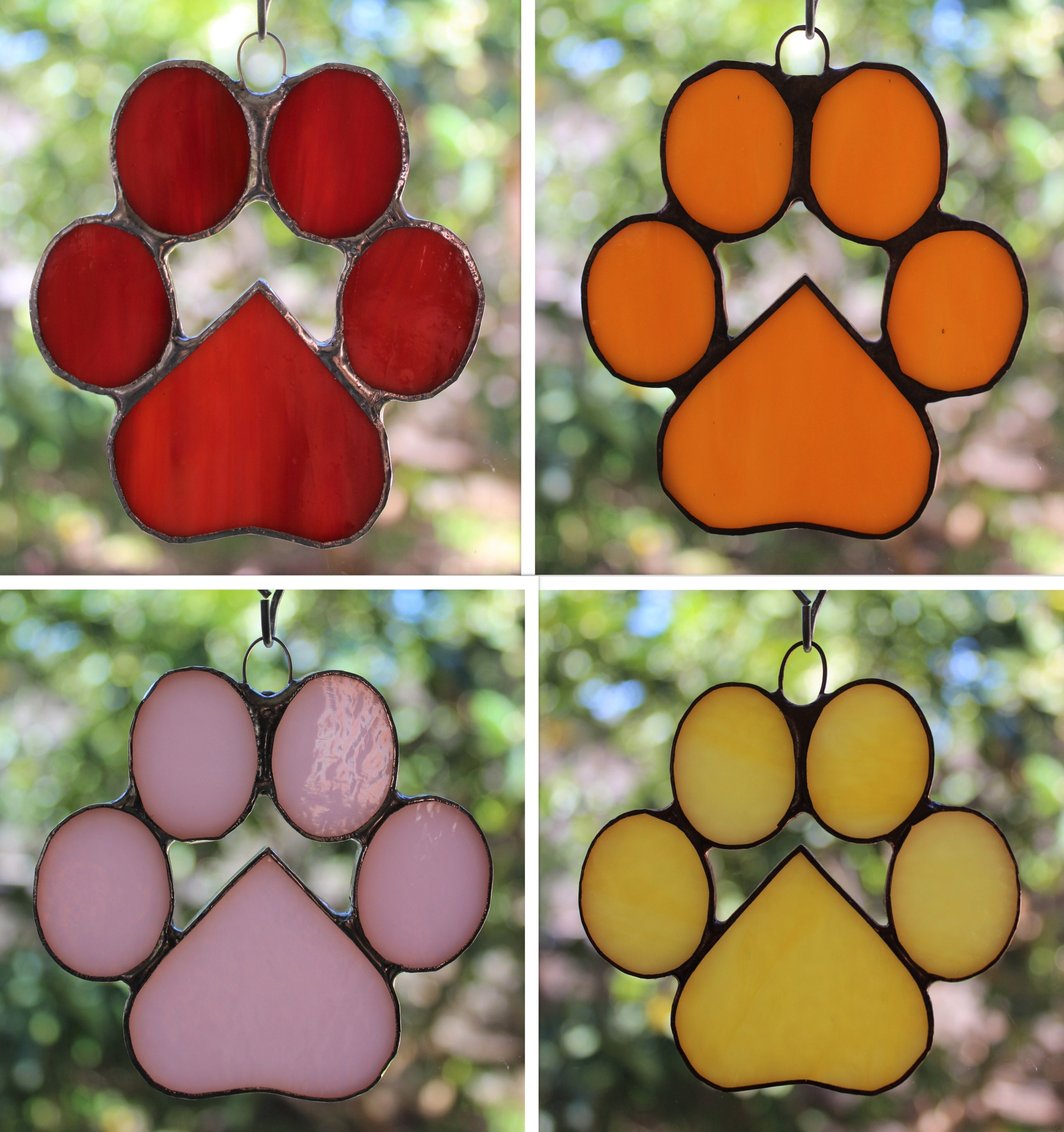 Small Stained-glass Paw Print With Heart Shape Multiple - Etsy