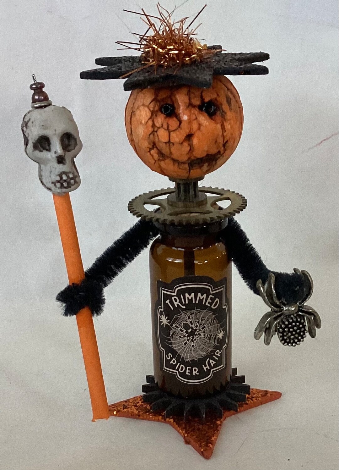 Halloween Patrick Pumpkin Spider Assemblage Folk Art Repurposed Doll - Etsy