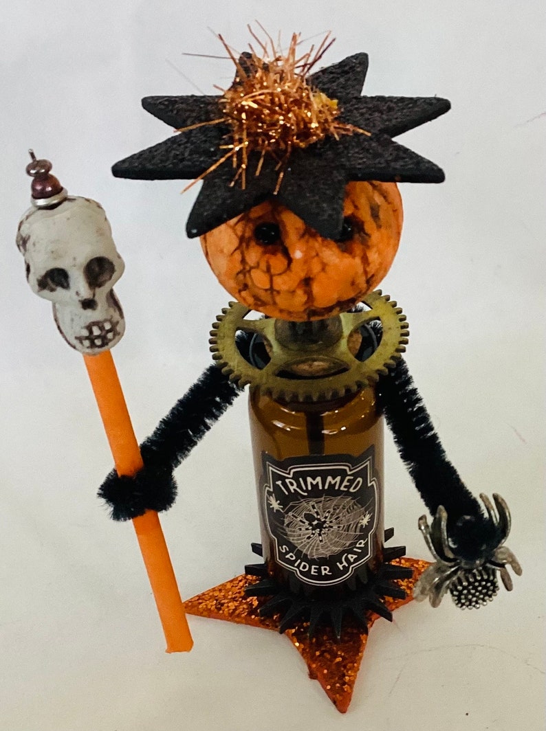 Halloween Patrick Pumpkin Spider Assemblage Folk Art Repurposed Doll - Etsy