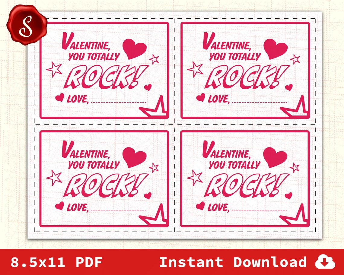 You Totally Rock Valentine Rock Valentine Rocks Valentine | Etsy