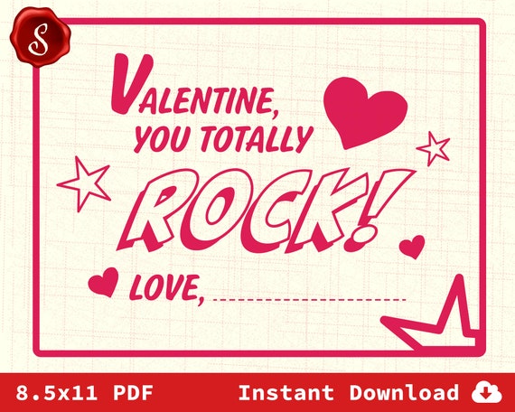 You Totally Rock Valentine Rock Valentine Rocks Valentine | Etsy
