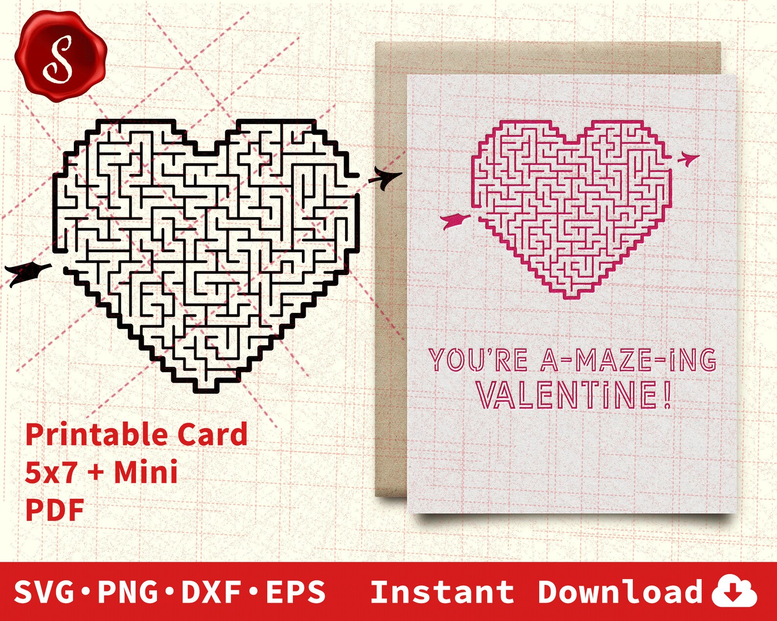 You're Amazing / A-maze-ing Valentine Printable Card and - Etsy