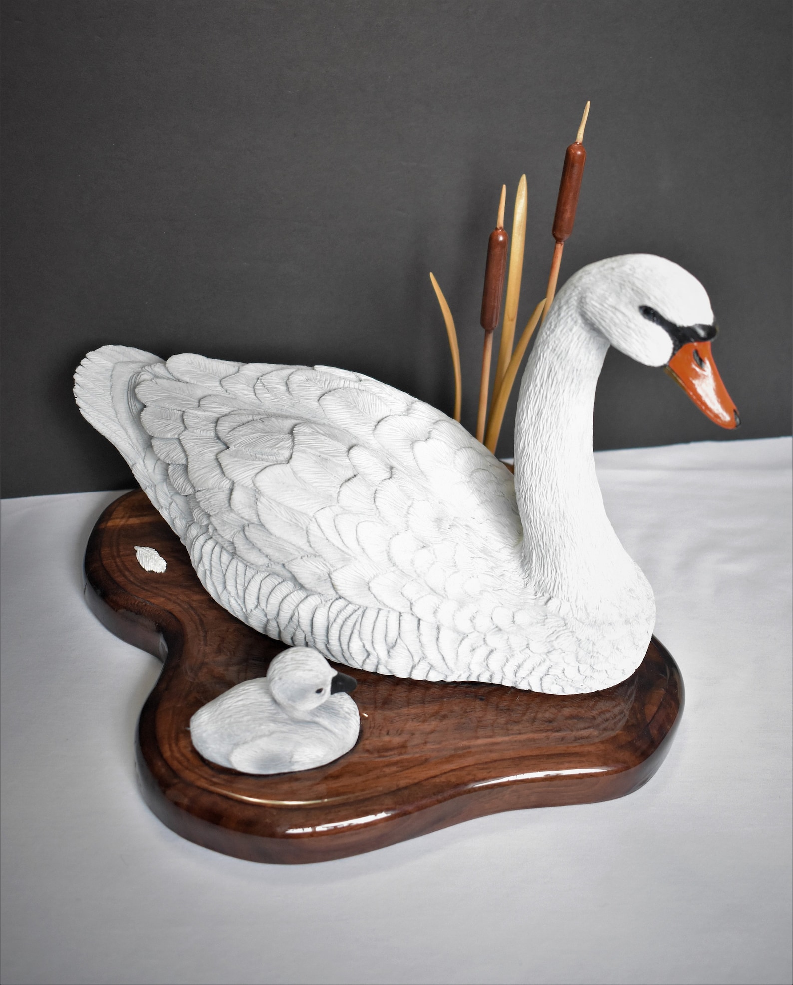Hand Carved, Hand Painted Wooden Swan Carving, Wildlife Carving Decor ...