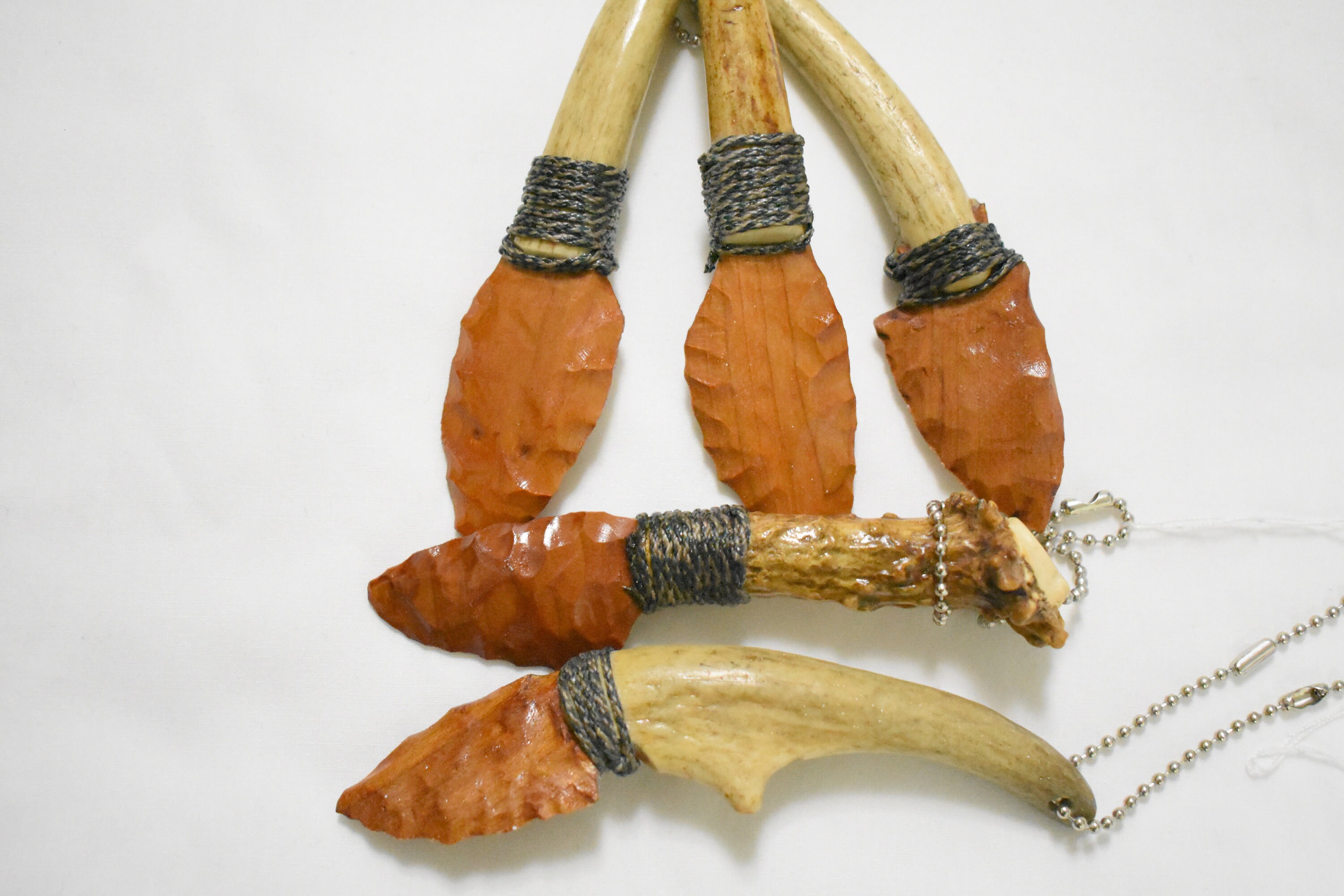 Hand Carved Cherry Wood Decorative Knife, Deer Antler Handle, Hanging ...