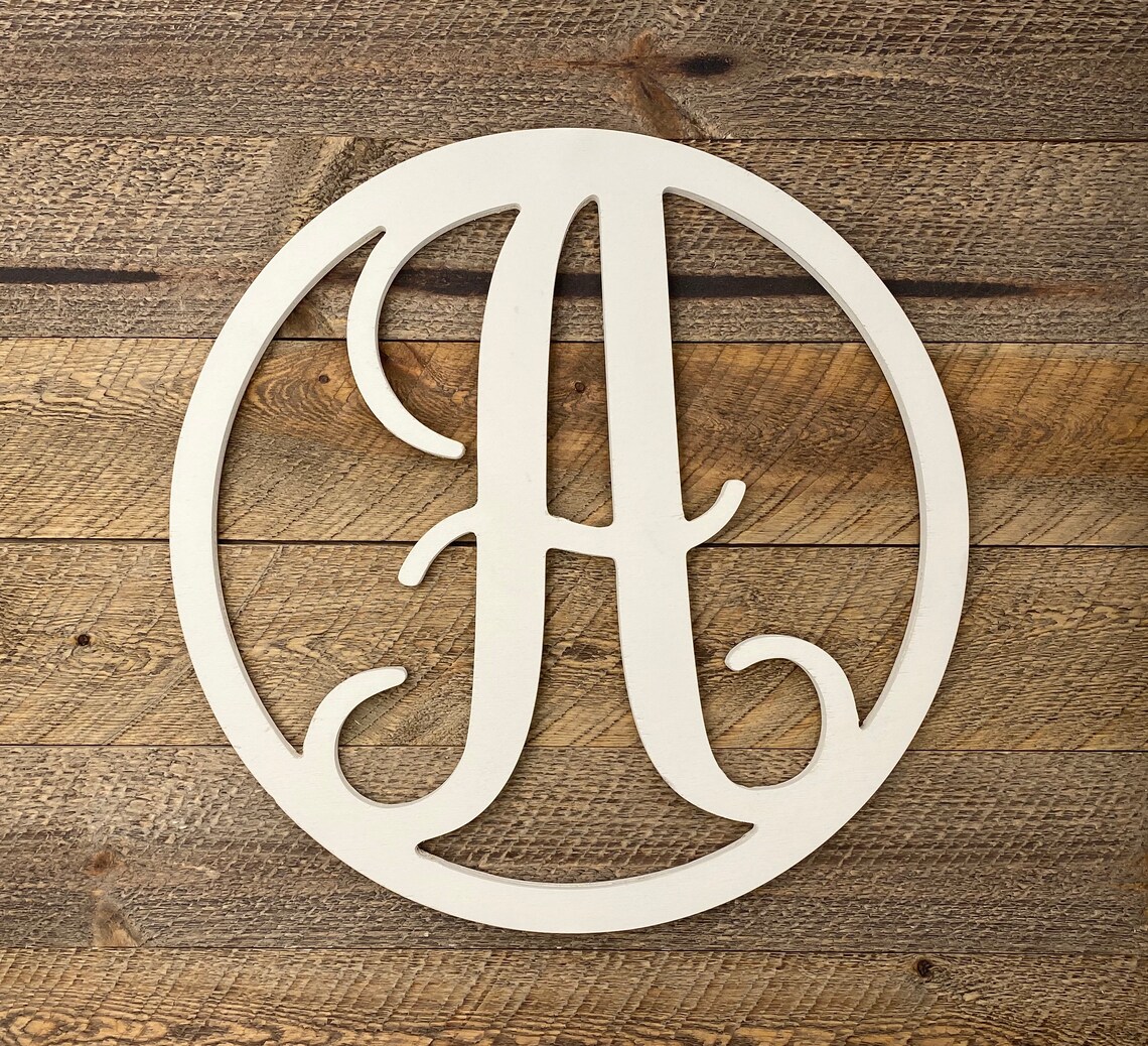 Wooden Circle Letter Monogram Sign | Etsy