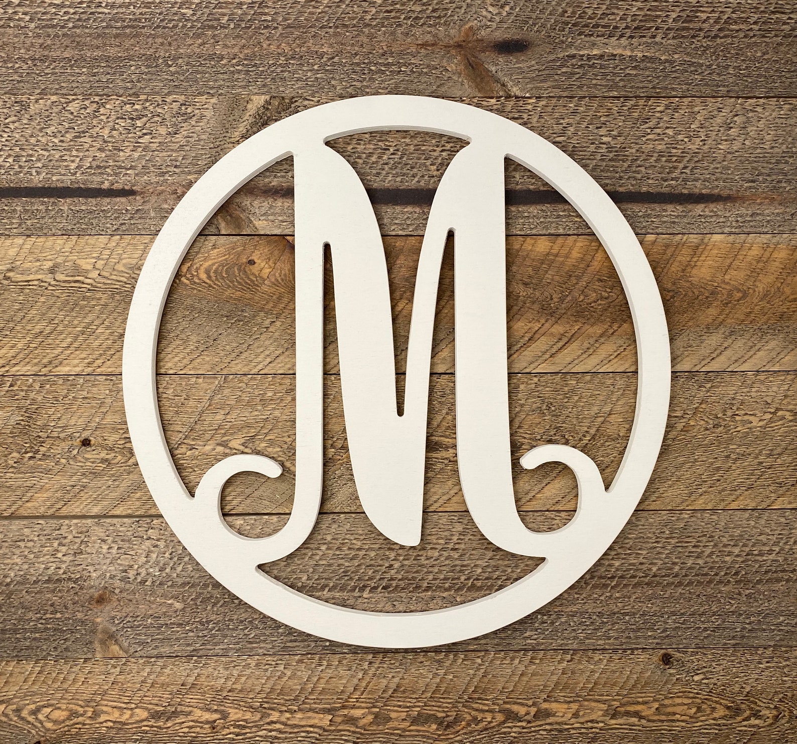 Wooden Circle Letter Monogram Sign | Etsy