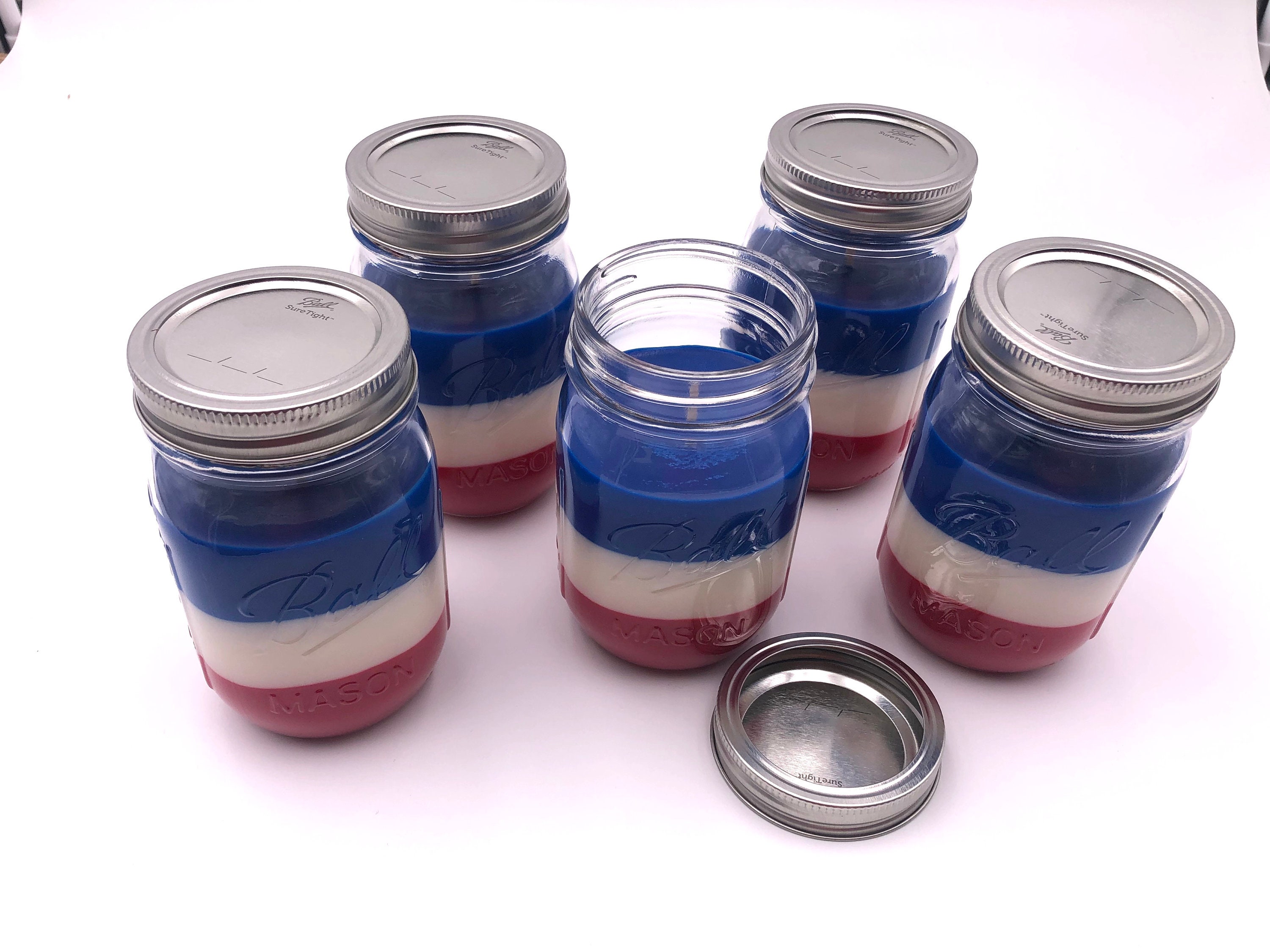 Red White and Blue Citronella Candle Homemade Soy Wax | Etsy