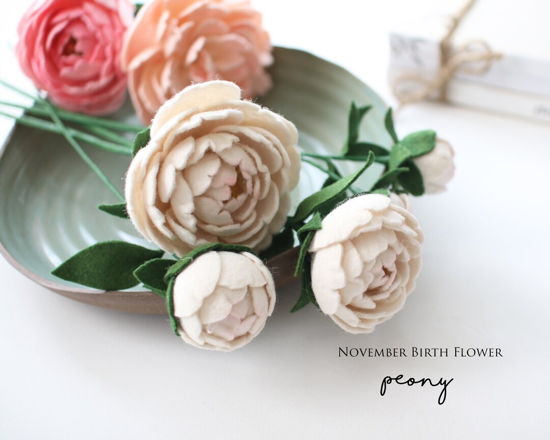 Felt Peony Stem: November Birth Flower, Home Decor - Etsy