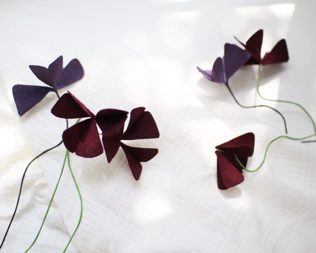 Felt Oxalis Leaf Stem: Purple Shamrock Filler, Fall Decor - Etsy