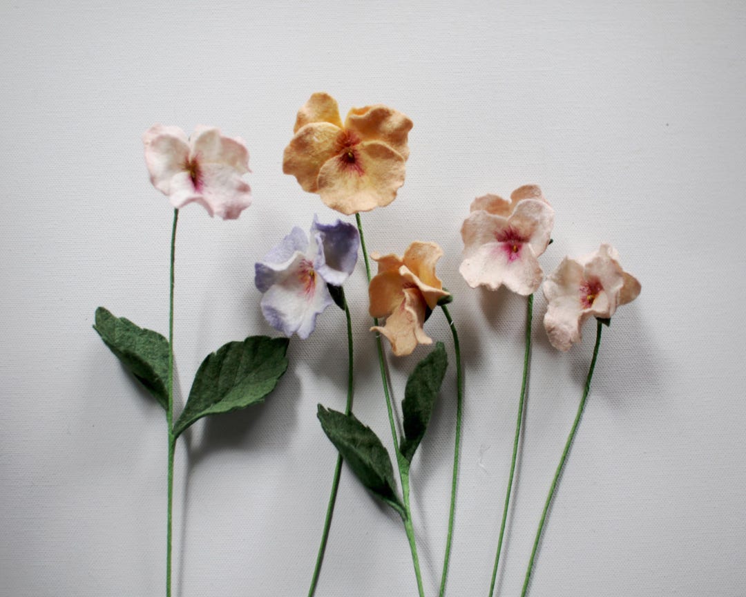 Handcrafted Felt Pansy Stem: Spring Flower Arrangement - Etsy