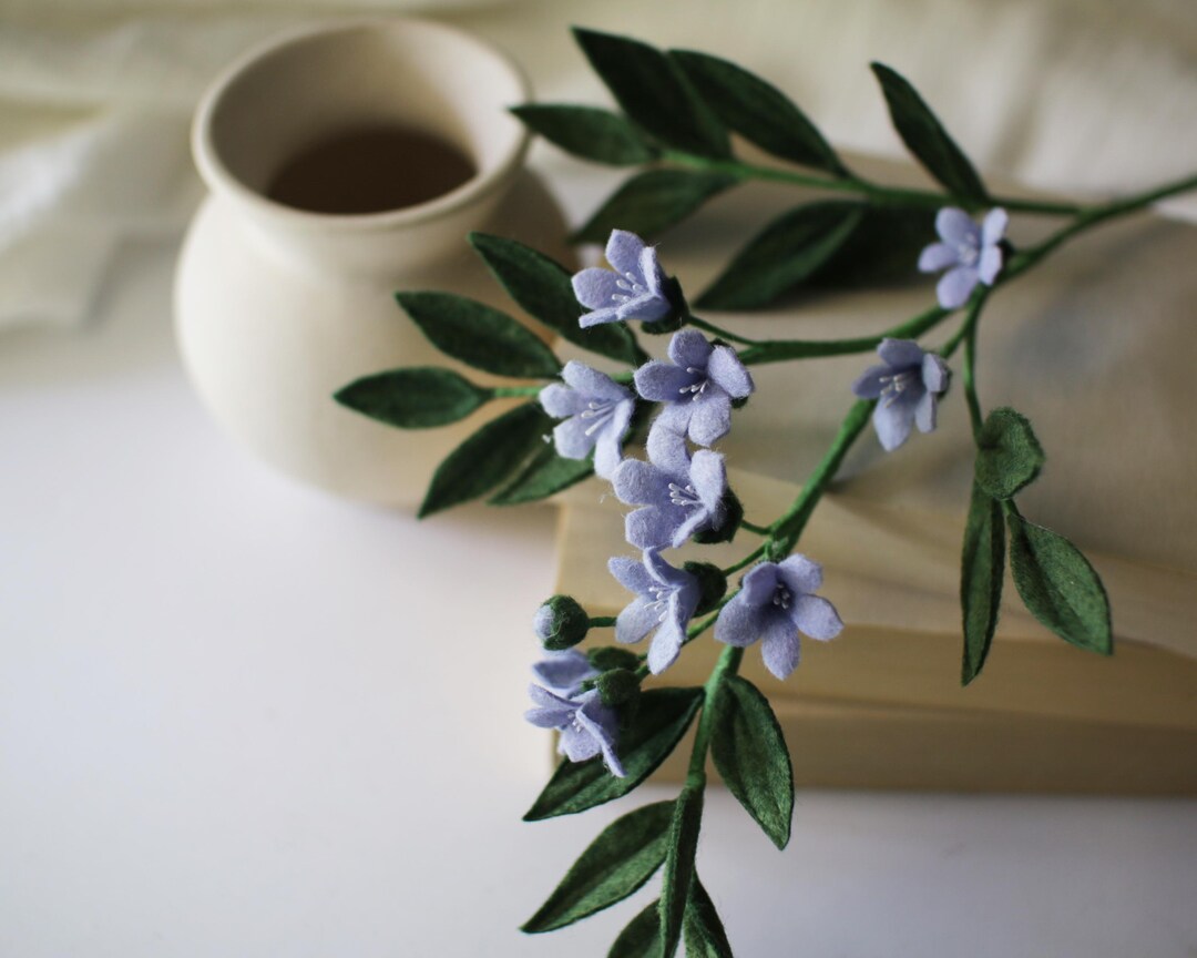 Handmade Felt Jacob's Ladder Flower Stem, Lavender Blue Floral ...
