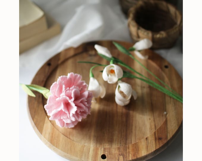 Felt Carnation & Snowdrop Bouquet: January Birth Flower Gift - Etsy