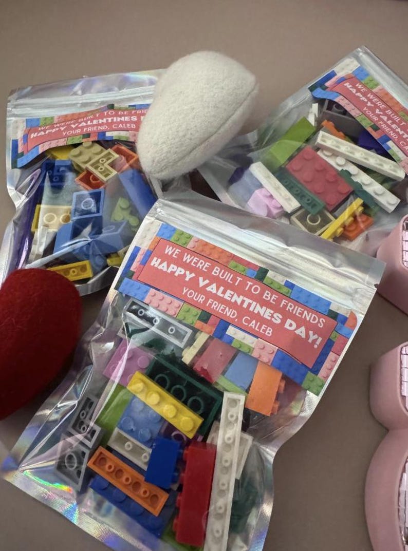 Personalized Building Block Valentines | Classroom Gift Set - Etsy