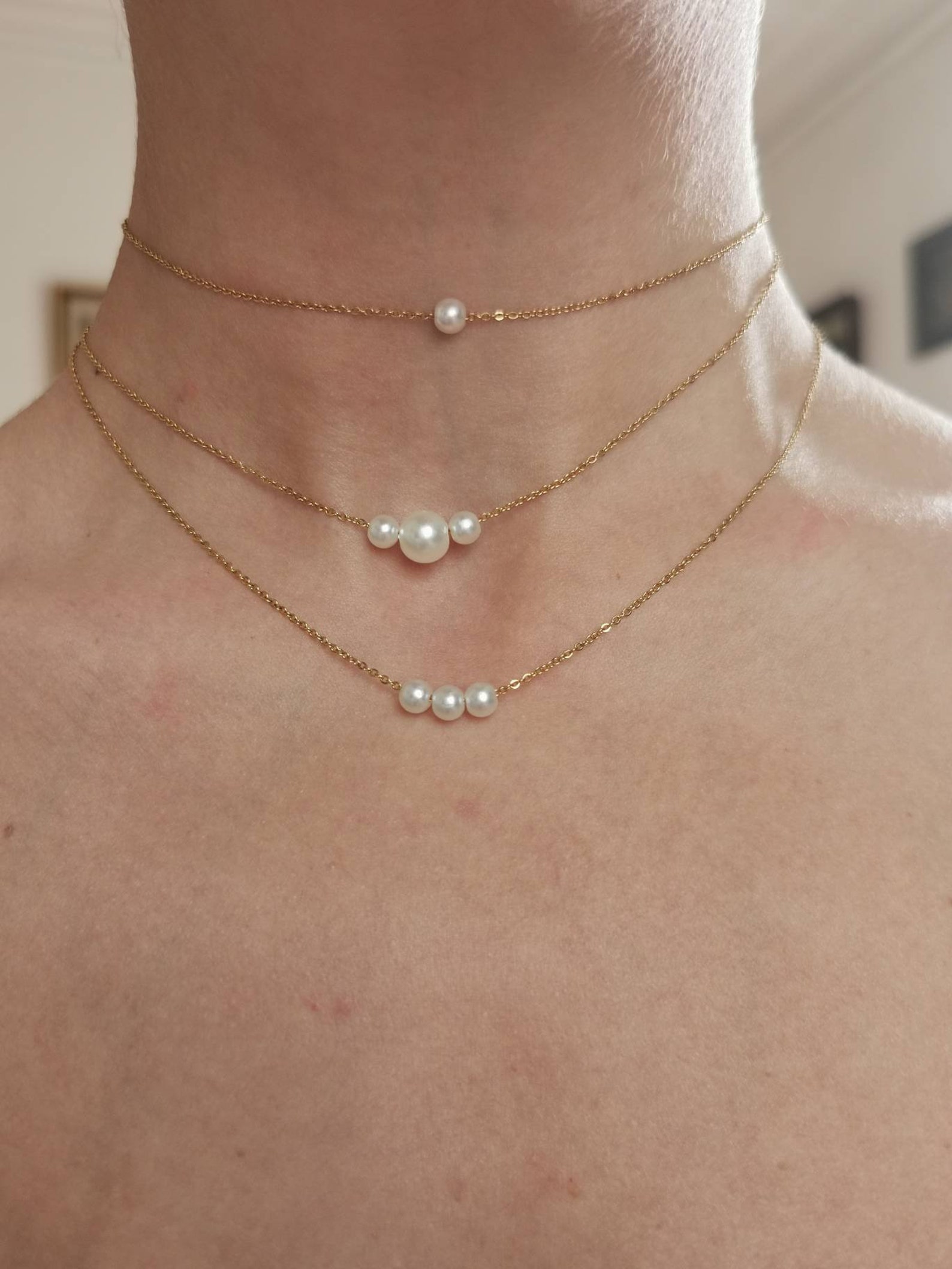 Collier acier inoxydable doré ras de cou choker perle | Etsy