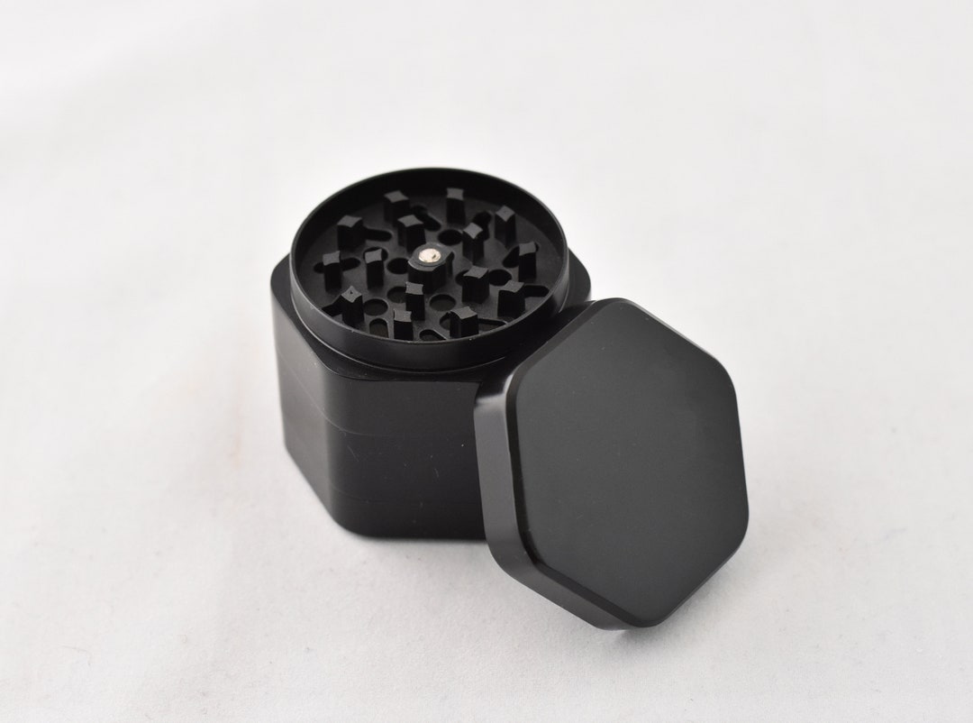 Black Grinder With Magnetic Closure and Kief Catcher - Etsy