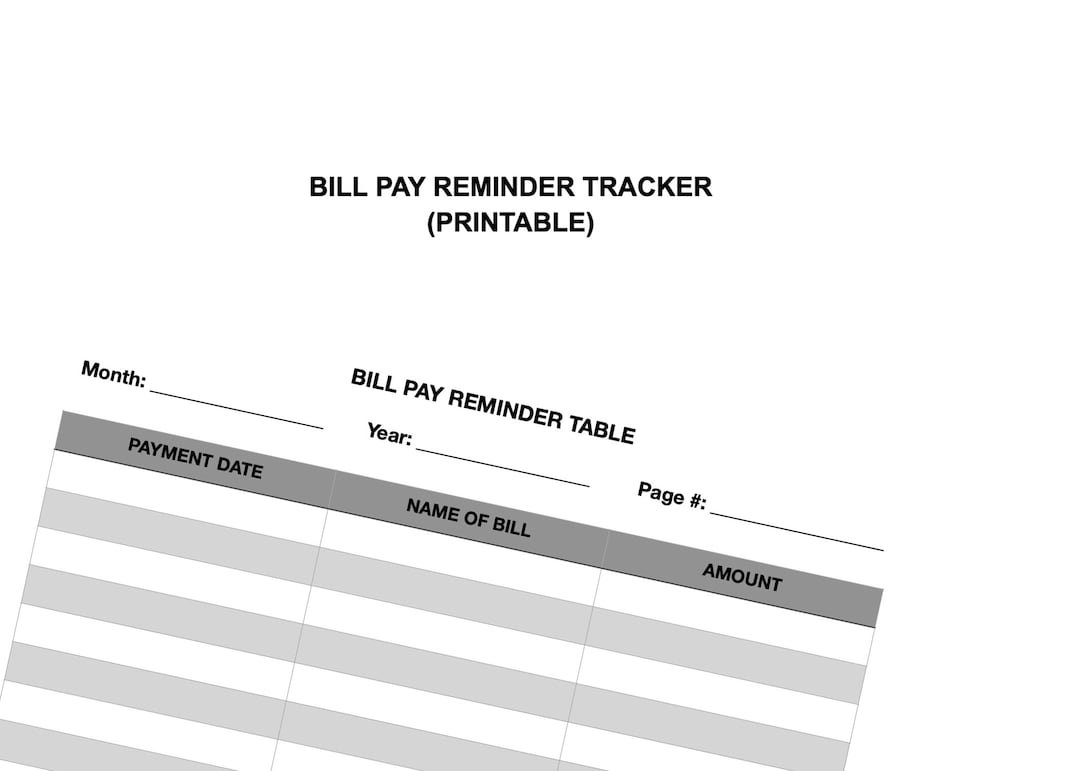 BILL PAY REMINDER (printable Journal Tracker) - Etsy