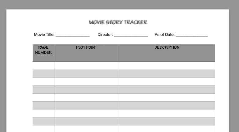 SCREENPLAY STORY TRACKER (printable) - Etsy