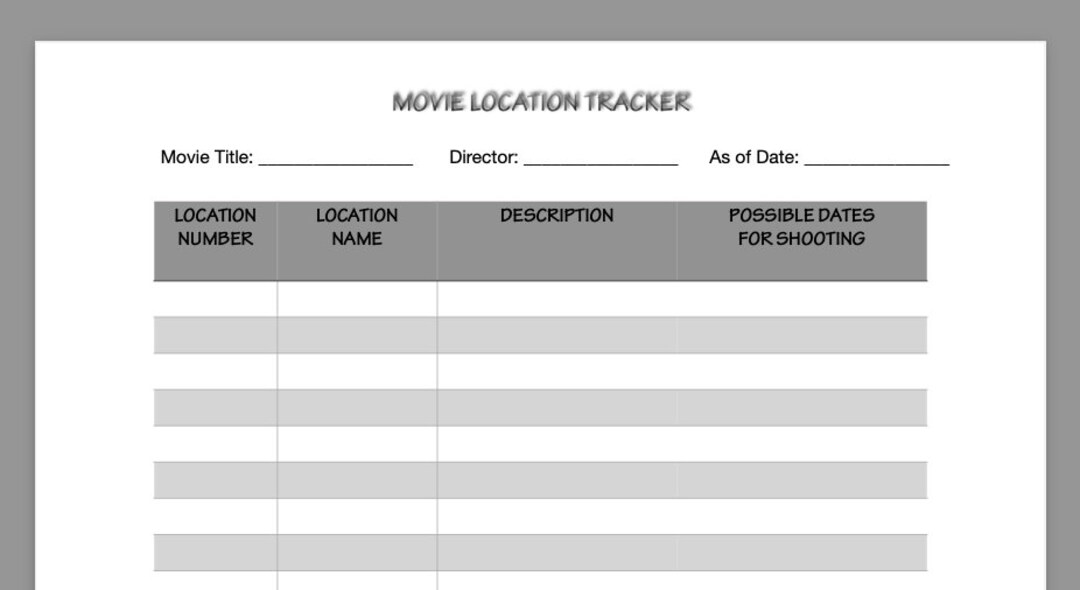 SCREENPLAY LOCATION TRACKER (printable) - Etsy